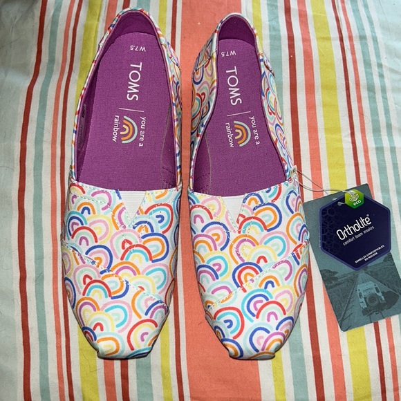 Toms | Shoes | Toms Classic White Rainbow Fields | Poshmark